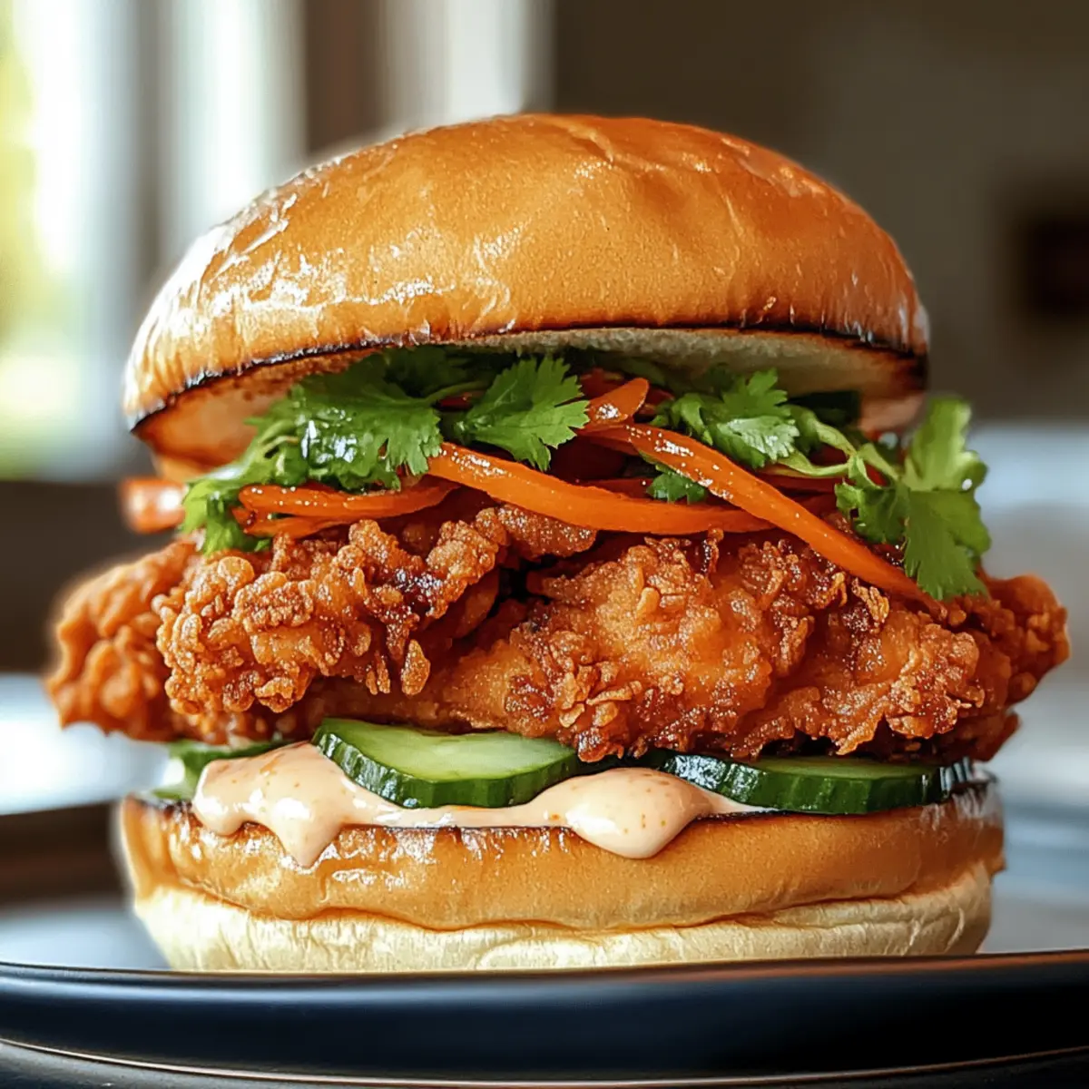 Geschmackvolle thailändische frittierte Hühnchen-Sandwich: Genuss pur