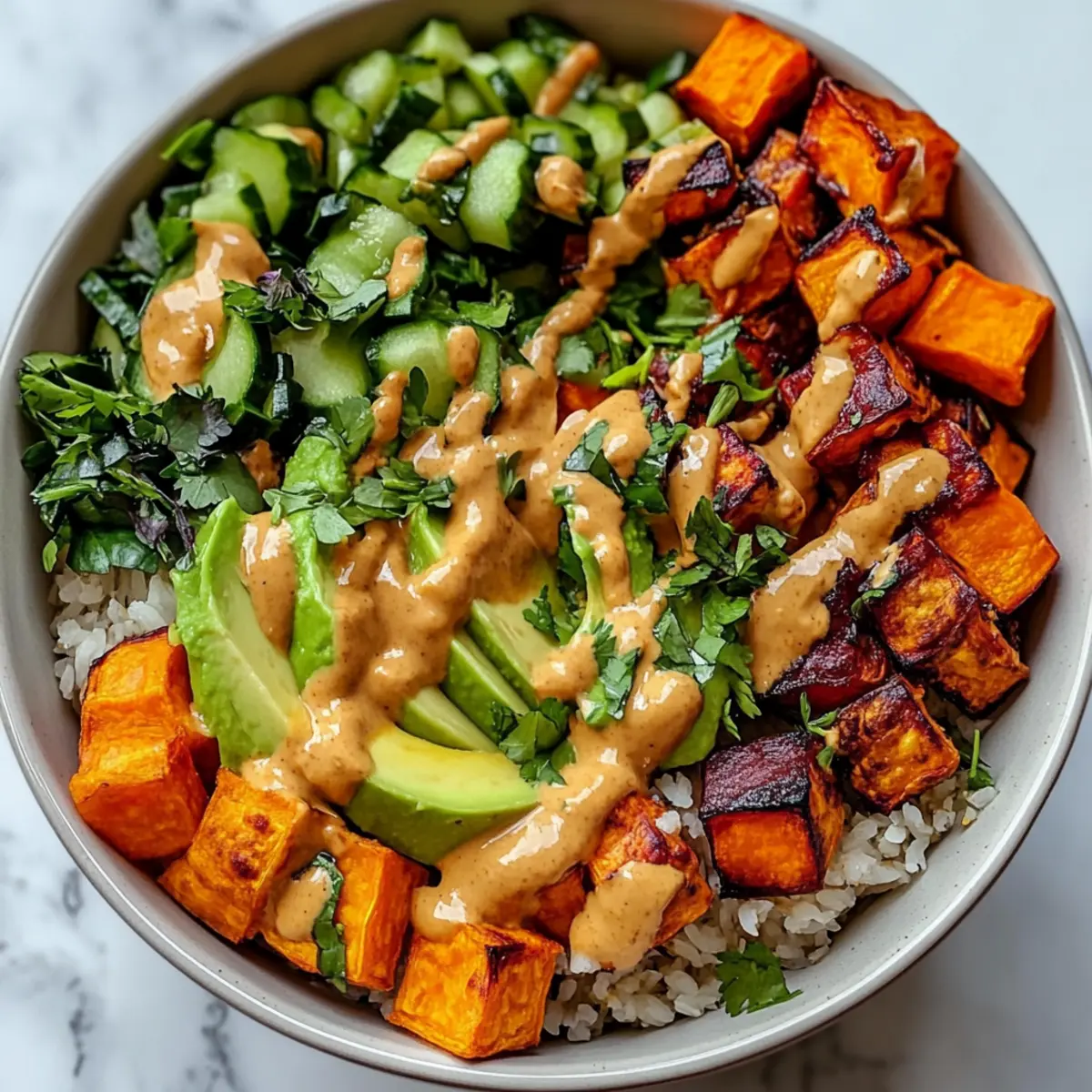 Köstliche Thai Erdnuss Süßkartoffel Buddha Bowl – Einfache, gesunde Freude